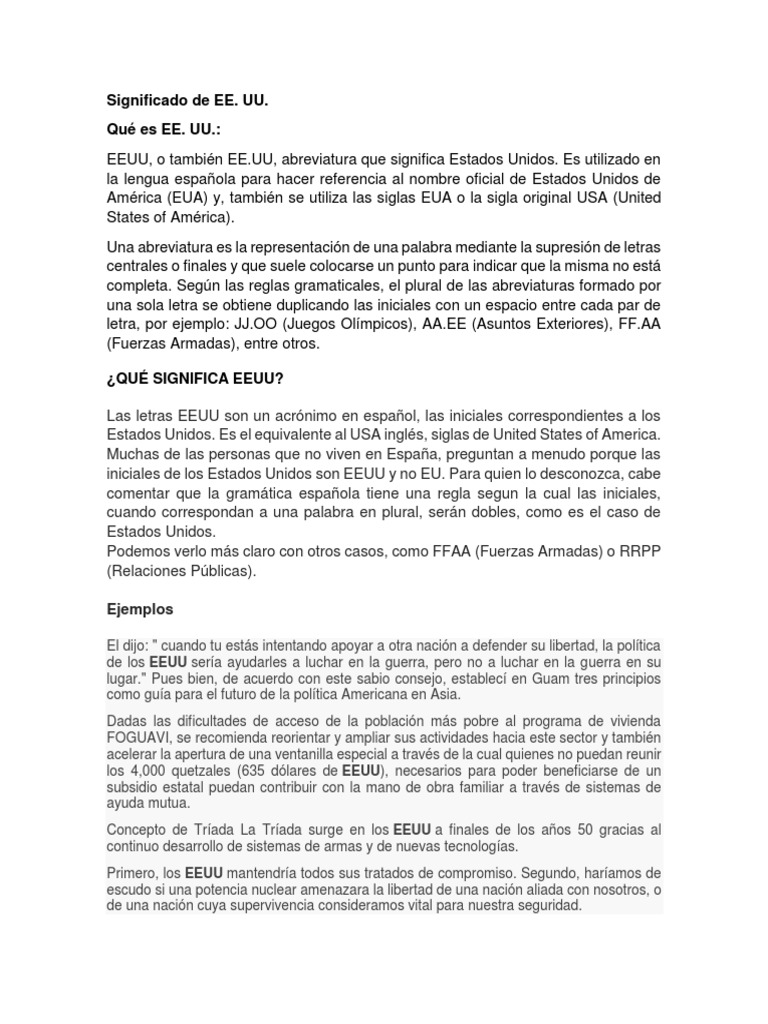Significado de Eeuu | PDF | Los Estados Unidos | Unión Europea