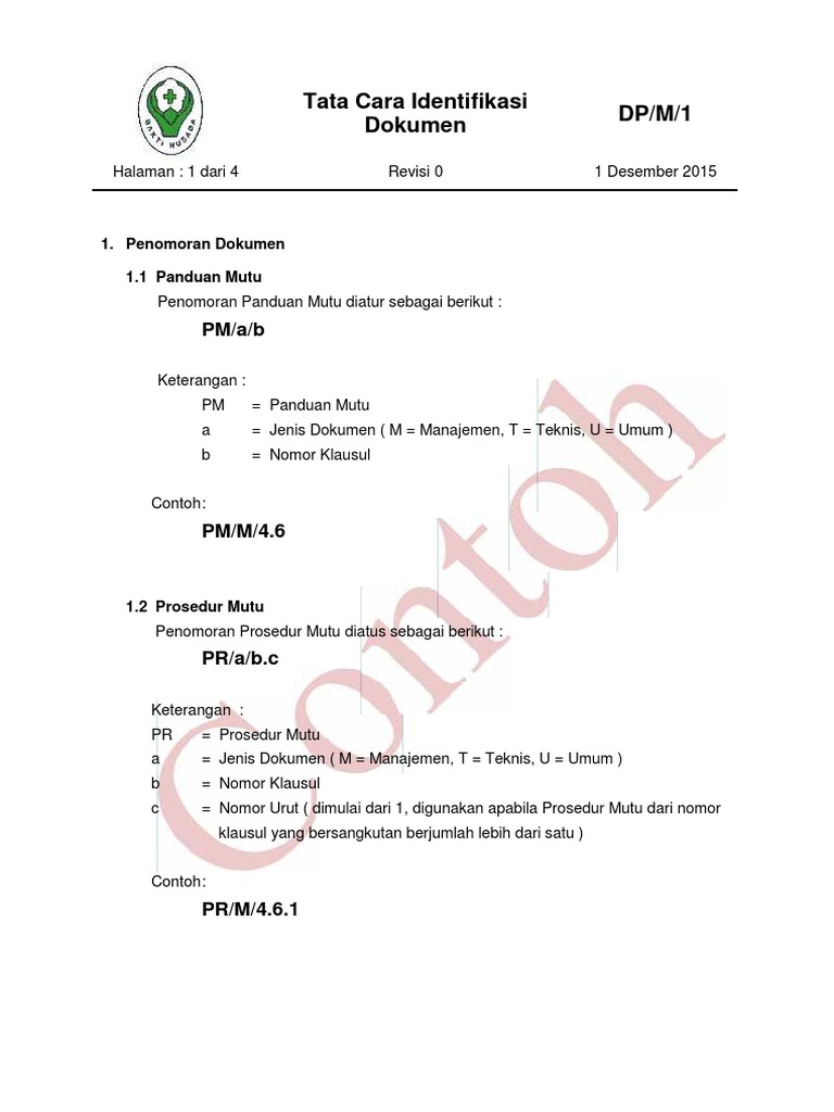 Panduan Penomoran Dokumen Mutu | PDF