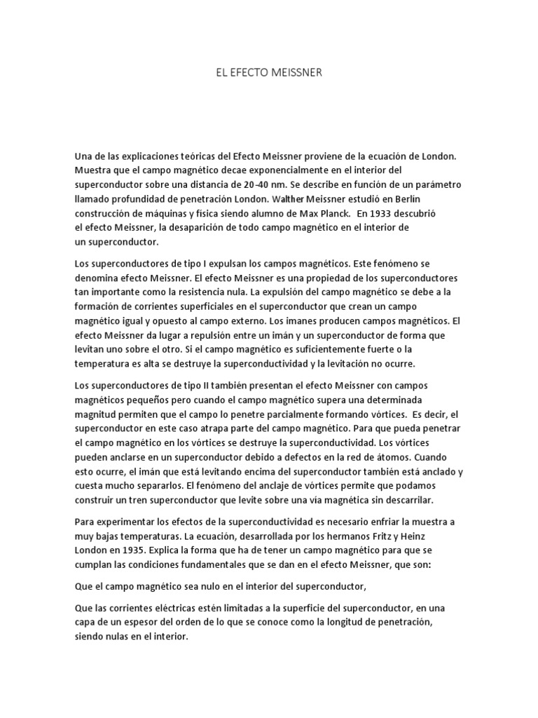 Efecto Meissner en Superconductores | PDF | Superconductividad | Fuerza