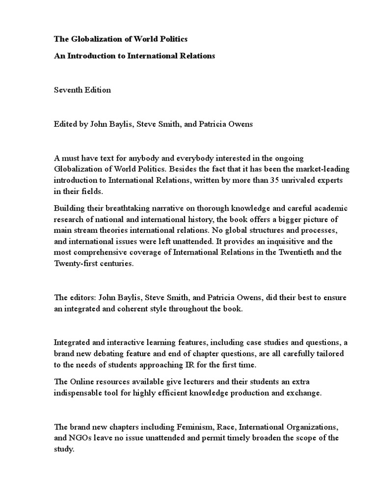 The Globalization of World Politics | PDF