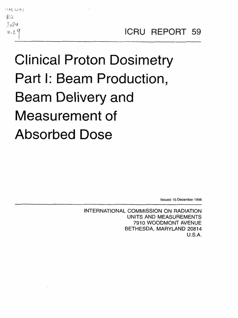 ICRU Report 59 Clinical Proton Dosimetry | PDF | Dosimetry | Ionizing ...