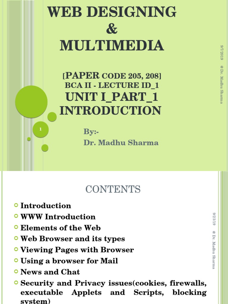 1 - Unit I - PART - 1 - WEB DESIGNING | PDF | Http Cookie | World Wide Web