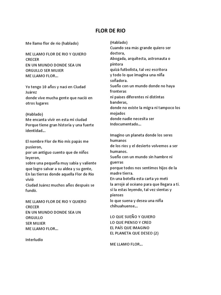 Letra Flor de Rio