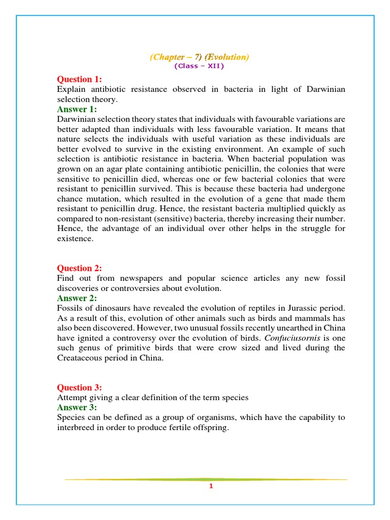 Answer | PDF | Natural Selection | Evolution