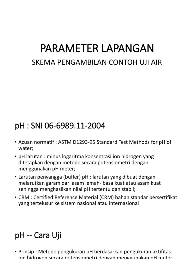 Jaminan Mutu Parameter Lapangan (Pengambil Contoh Uji Air) | PDF