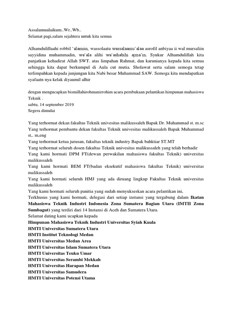 Contoh Teks Pelantikan | PDF