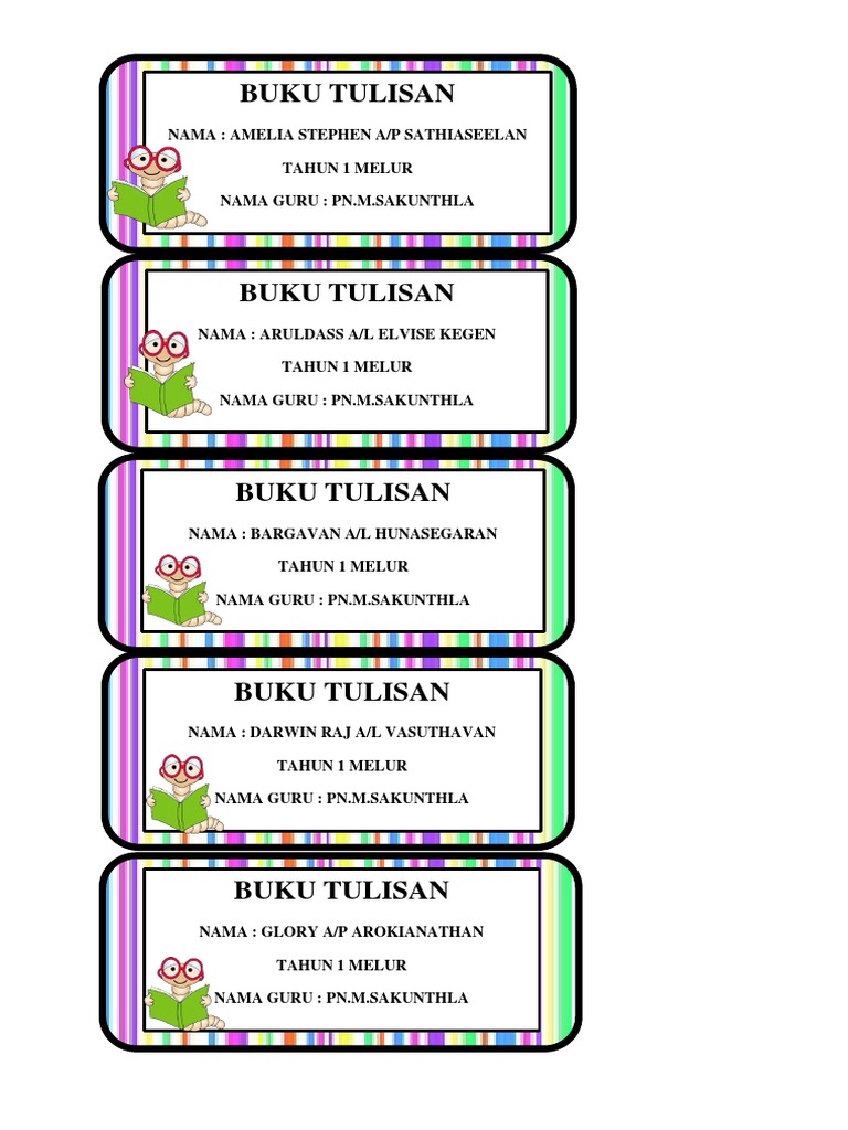 Label Nama Buku Pelajaran Sekolah | PDF