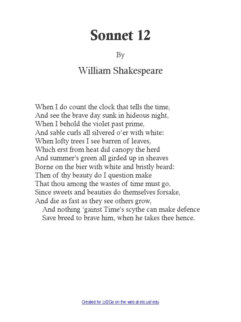 The Sonnets 012 Sonnet 12 PDF | PDF