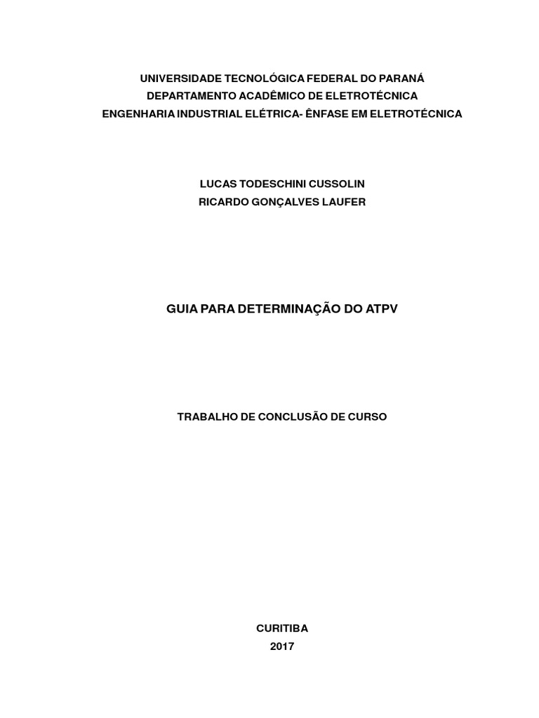 Guia para Determinação Do ATPV | PDF | Rede elétrica | Eletricidade
