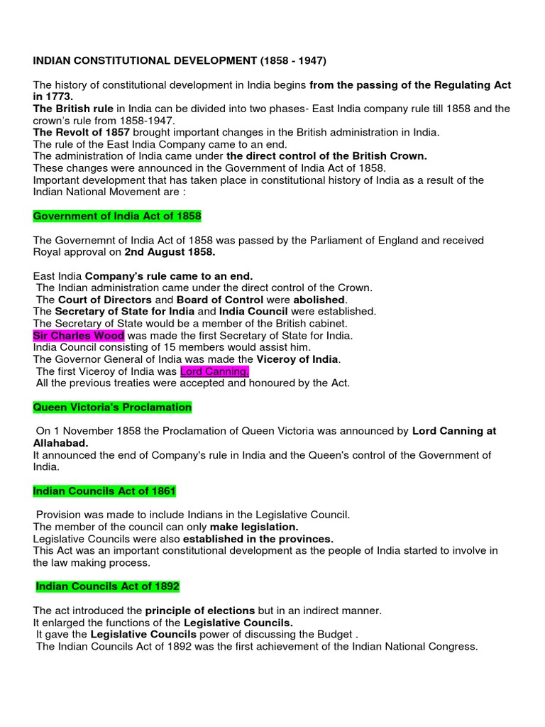 Indian Constitutional Development PDF | PDF | Legislature | Virtue