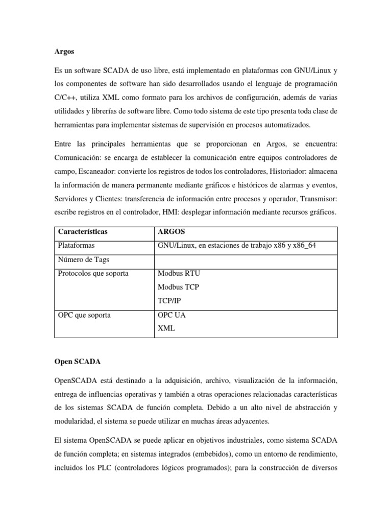 Argos, Open SCADA | PDF | Scada | Tecnologías de la información