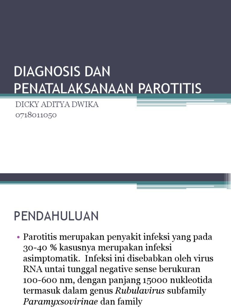 Diagnosis Dan Penatalaksanaan Parotitis | PDF