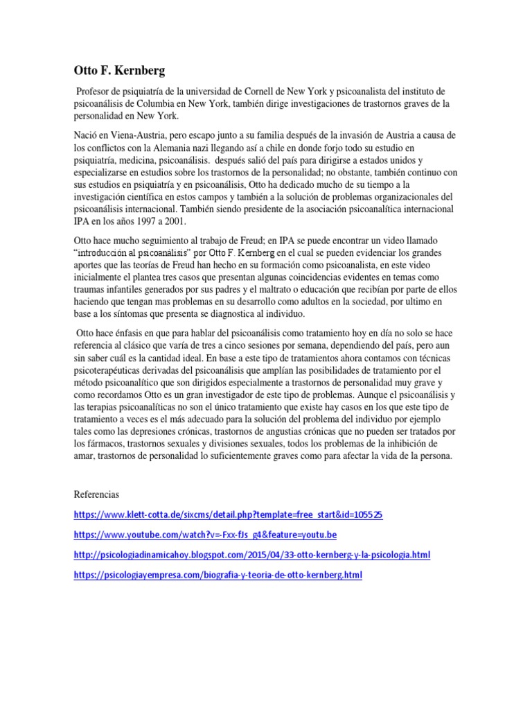 Otto F. Kernberg | PDF | Psicoanálisis | Psicoterapia