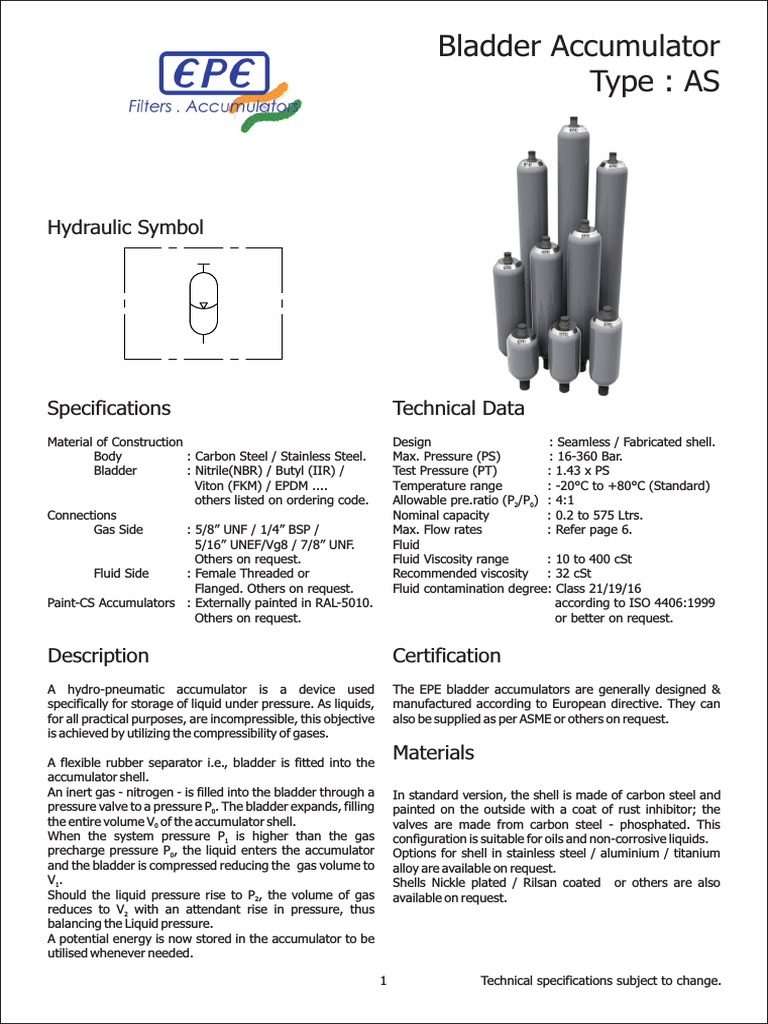 EPE Bladder Accumulators | PDF | Valve | Liquids