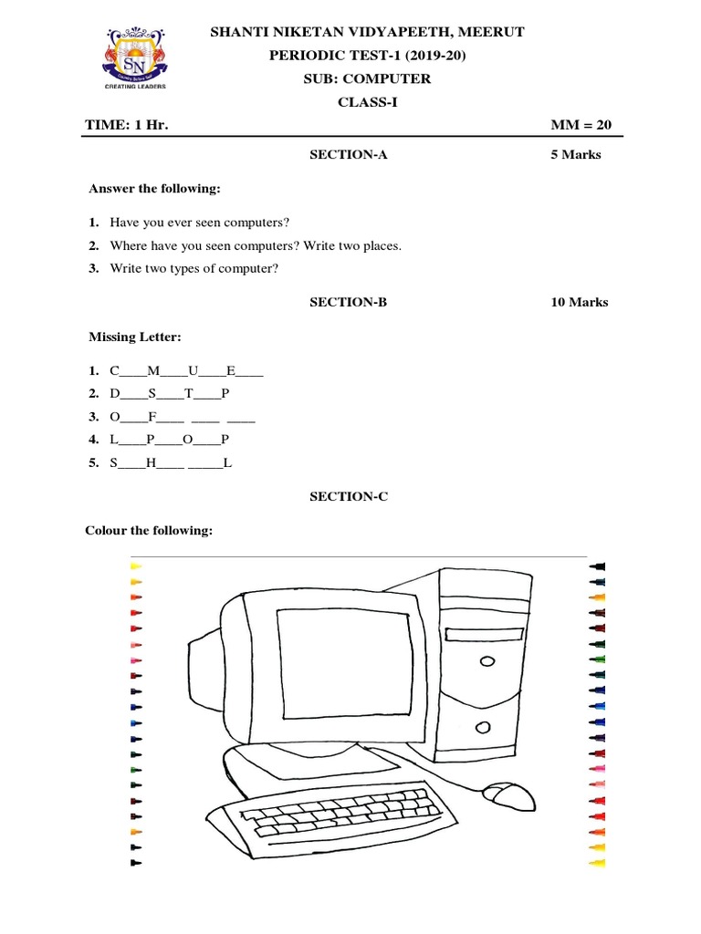 Shanti Niketan Vidyapeeth, Meerut PERIODIC TEST-1 (2019-20) Sub ...