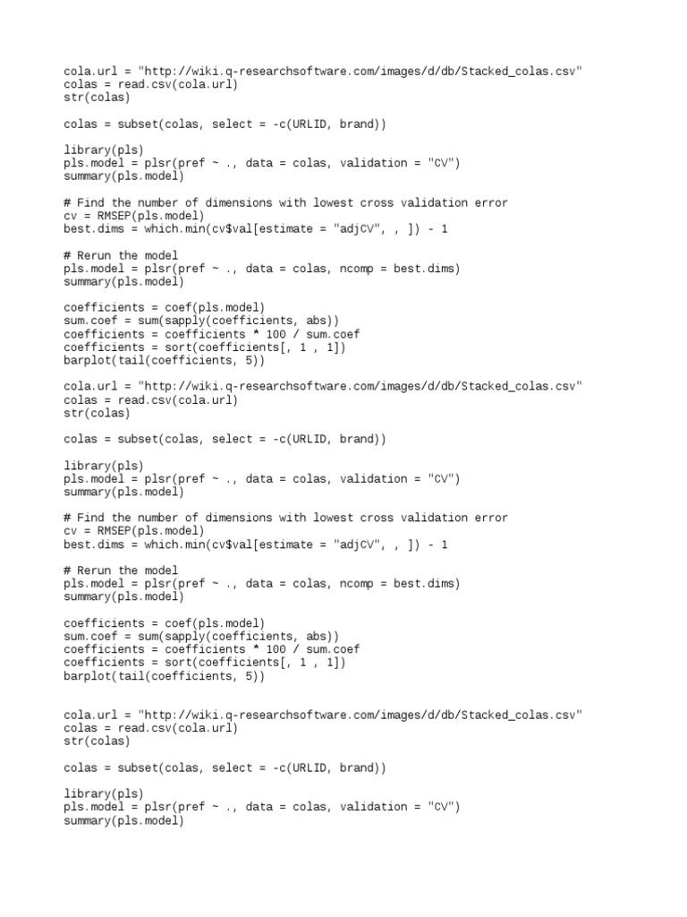 Pls Script | PDF | Cross Validation (Statistics) | Regression Analysis