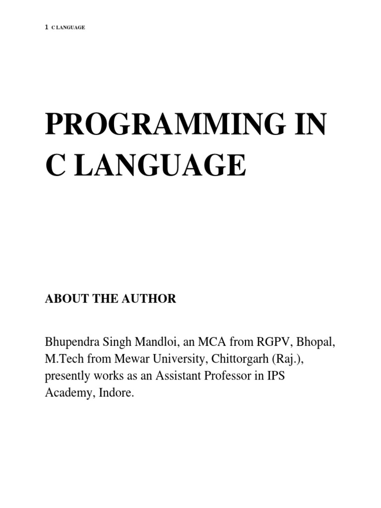 C Language Pdf Control Flow C Programming Language