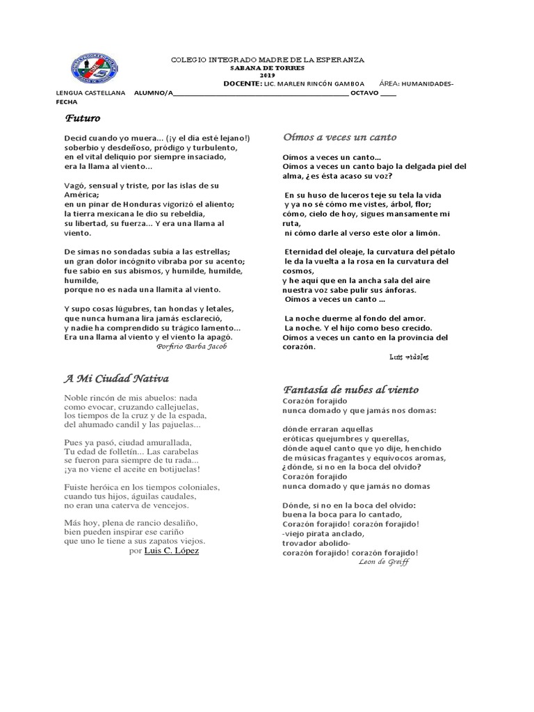 Taller Poemas Octavo | PDF