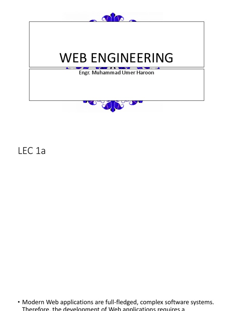 Web Engineering: Engr. Muhammad Umer Haroon | PDF | World Wide Web ...