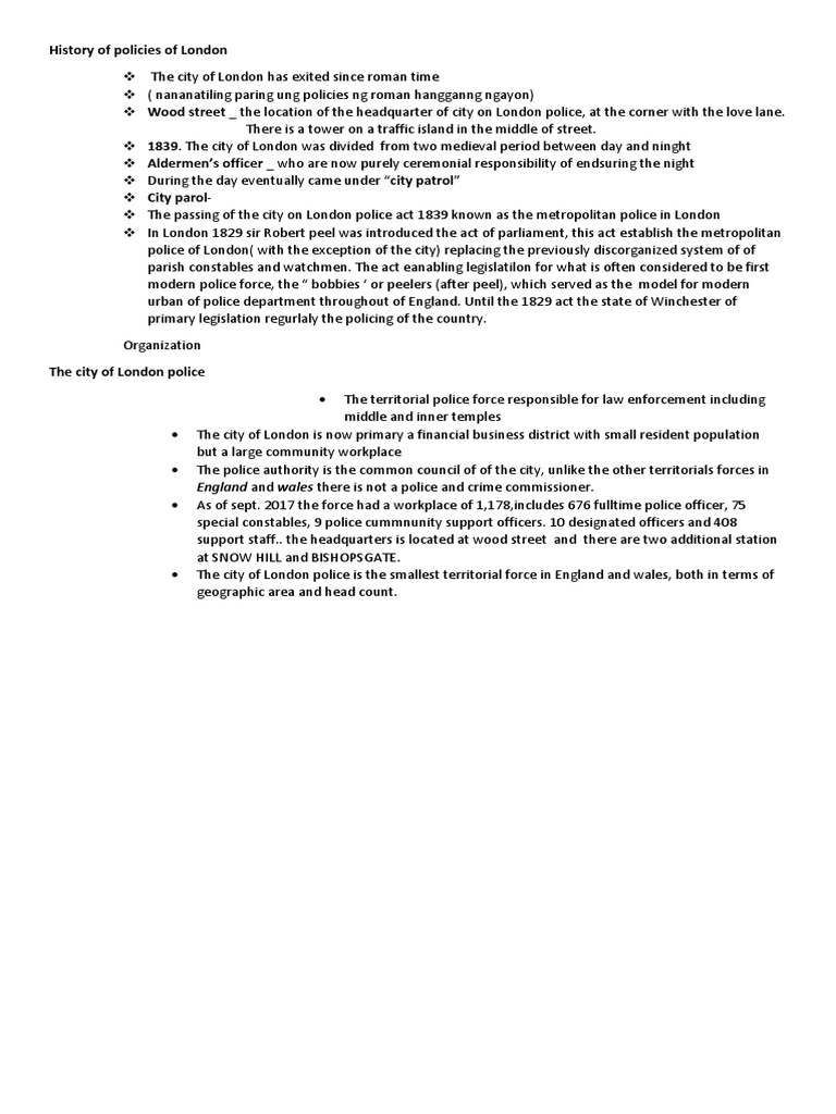 History of Policies of London: England and Wales There Is Not A Police ...