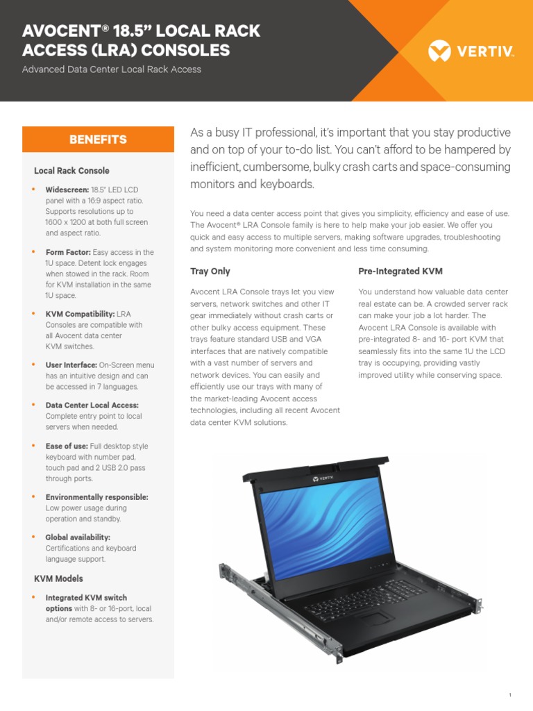 Avocent Vertiv 18.5 Rack Console - Brosura | PDF | Computer Monitor ...