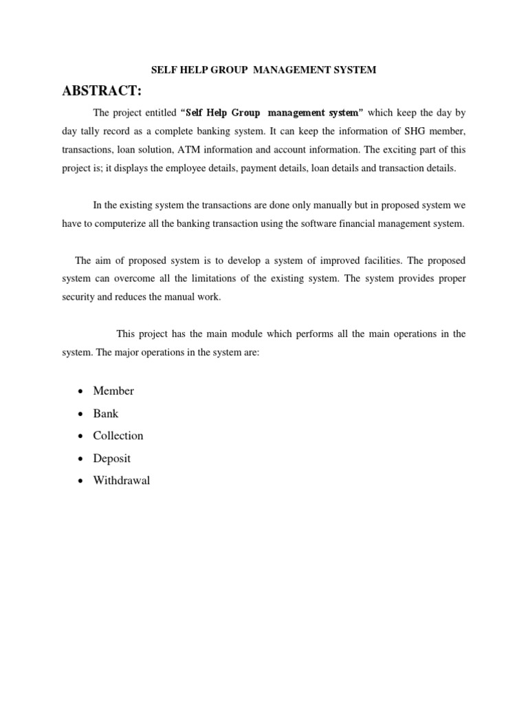 Self Help Group Management System | PDF | Computing Platforms ...