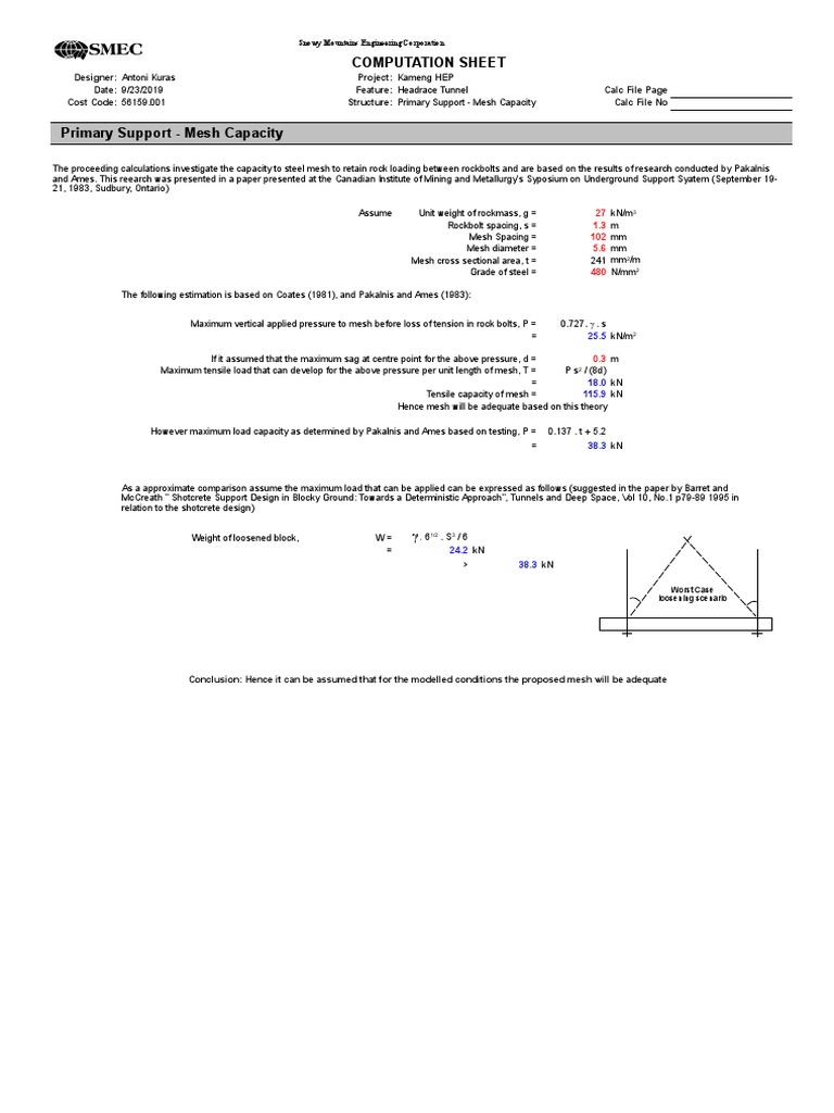 Computation Sheet: Snowy Mountains Engineering Corporation | PDF | Nature