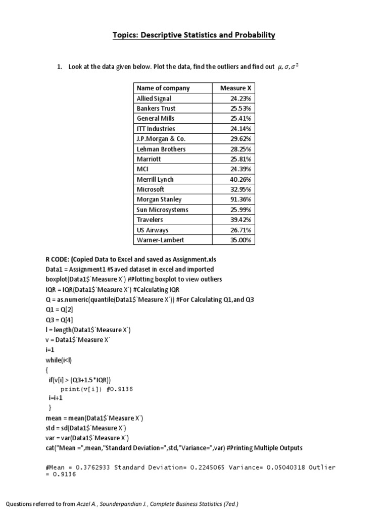 Set+1 Descriptive+statistics+Probability SOLUTIONS NAVIN | PDF ...