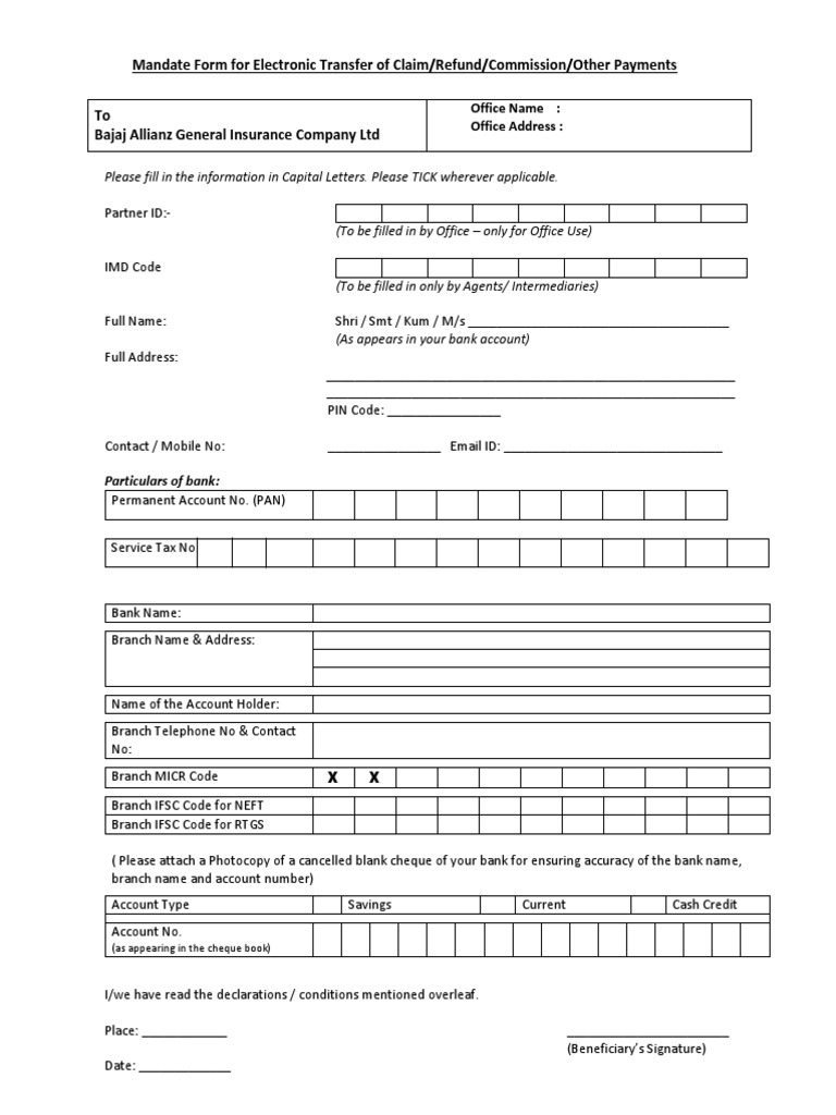 Mandate Form for Electronic Transfer | PDF | Payments | Banks