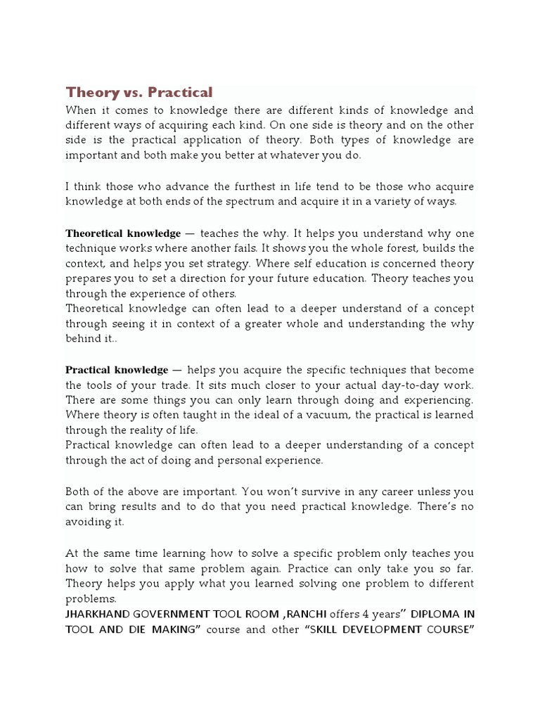 Theory Vs Practical by Kumar Bharat | PDF