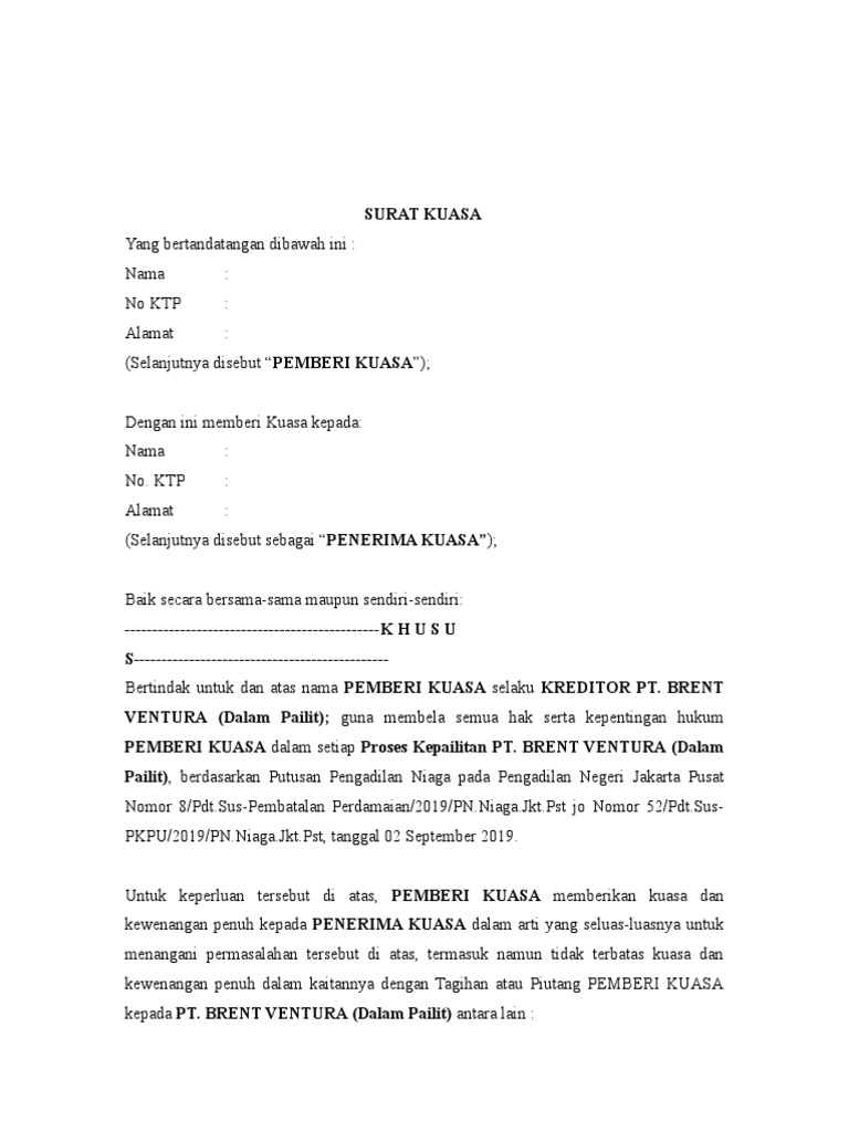 Contoh Surat Kuasa | PDF