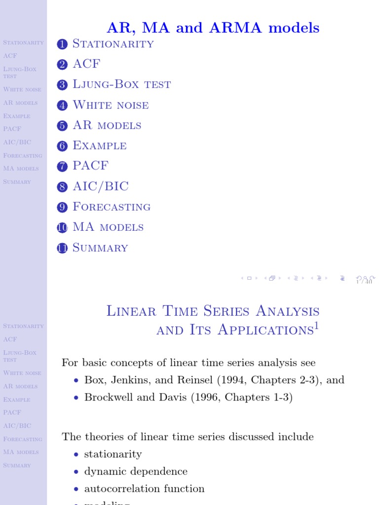 AR and ARMA Models | PDF | Akaike Information Criterion | Stationary ...