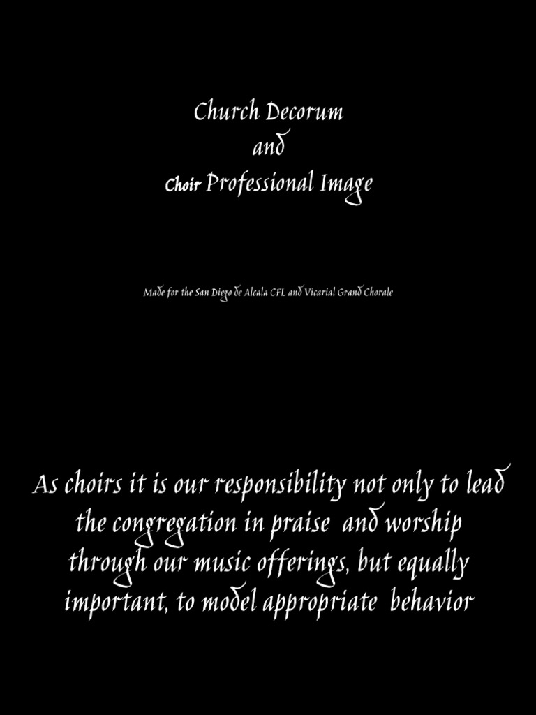 Church Decorum and Professional Image: Choir | PDF | Eucharist | Mass ...