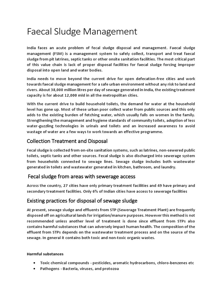 Fecal Sludge Management | PDF | Sewage Treatment | Septic Tank