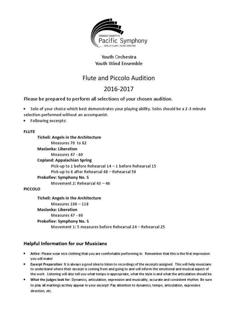 01 - Flute - Piccolo Excerpts 16-17 | PDF