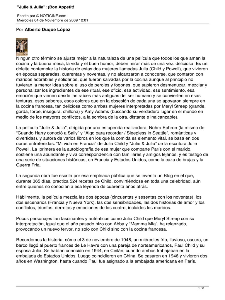 "Julie & Julia": ¡Bon Appetit! | PDF | Alimentos
