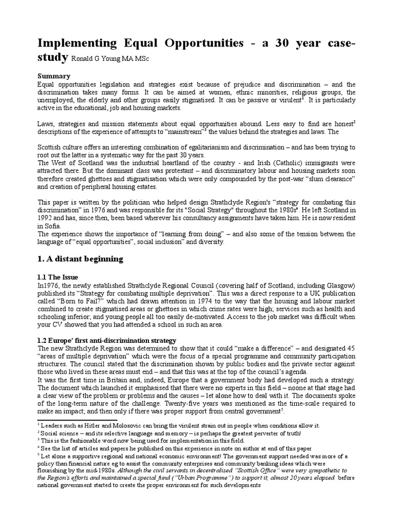Implementing Equal Opportunities - A 30 Year Case-Study | PDF ...