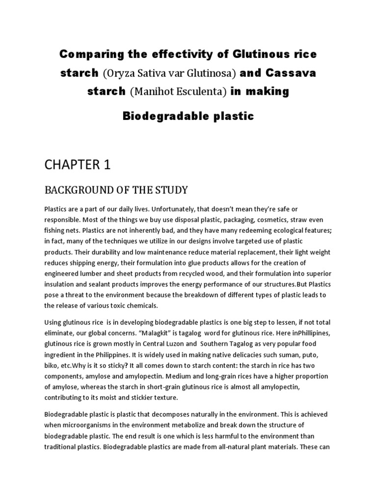 Comparing The Effectivity of Glutinous Rice Starch (Oryza Sativa Var ...