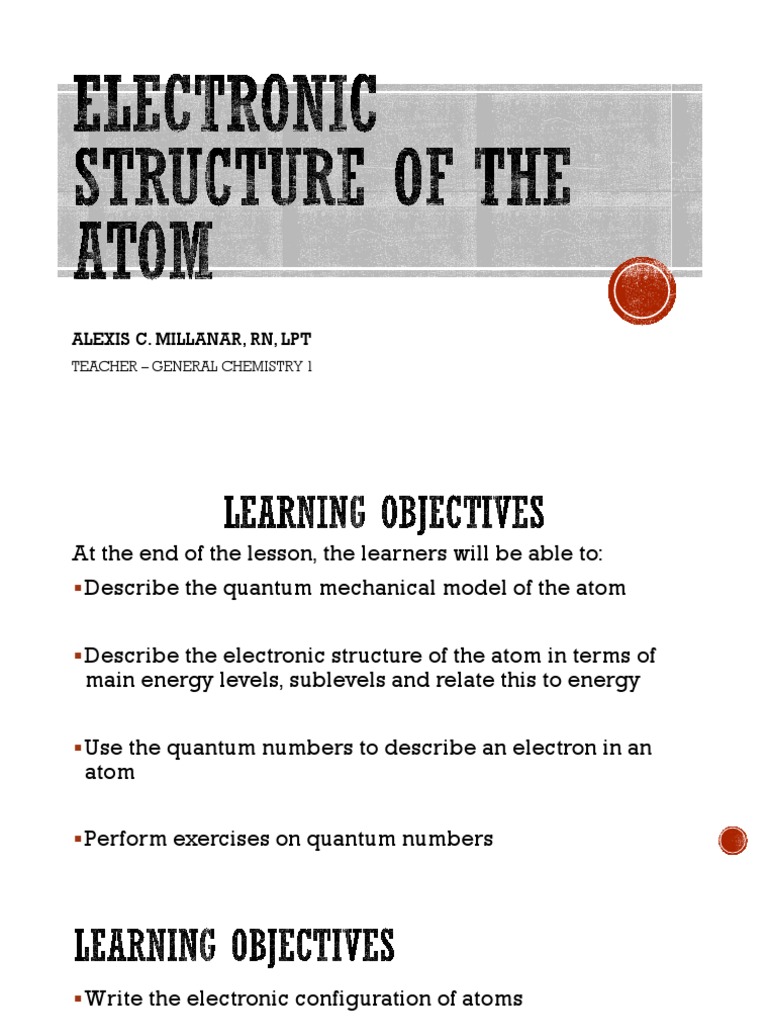 Electronic Structure of The Atom | PDF | Atomic Orbital | Electron Configuration