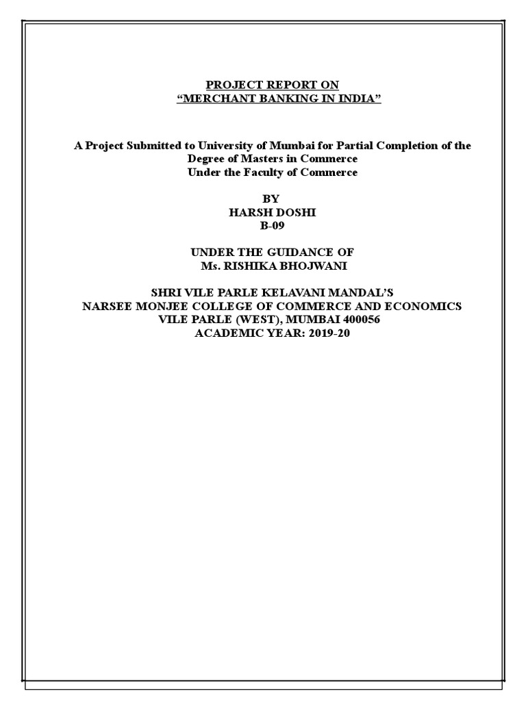 Merchant Banking in India: A Project Report | PDF | Factoring (Finance ...