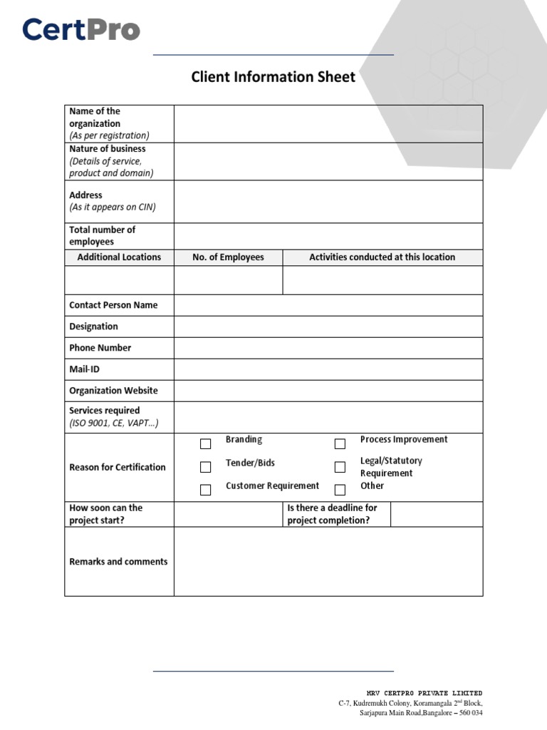 Client Information Sheet | PDF