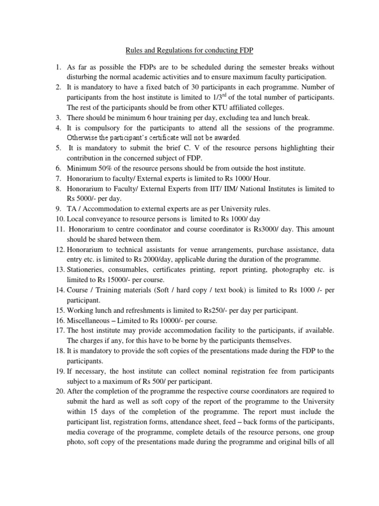 Rules and Regulations of FDP | PDF | Government | Business