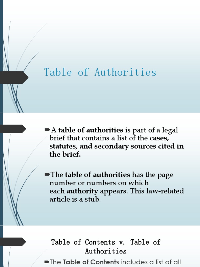 Table of Authorities | PDF
