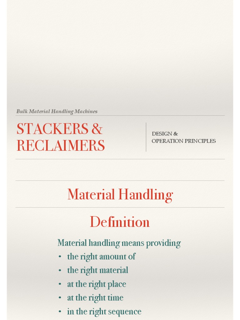 Stackers & Reclaimers: Bulk Material Handling Machines | PDF | Science ...