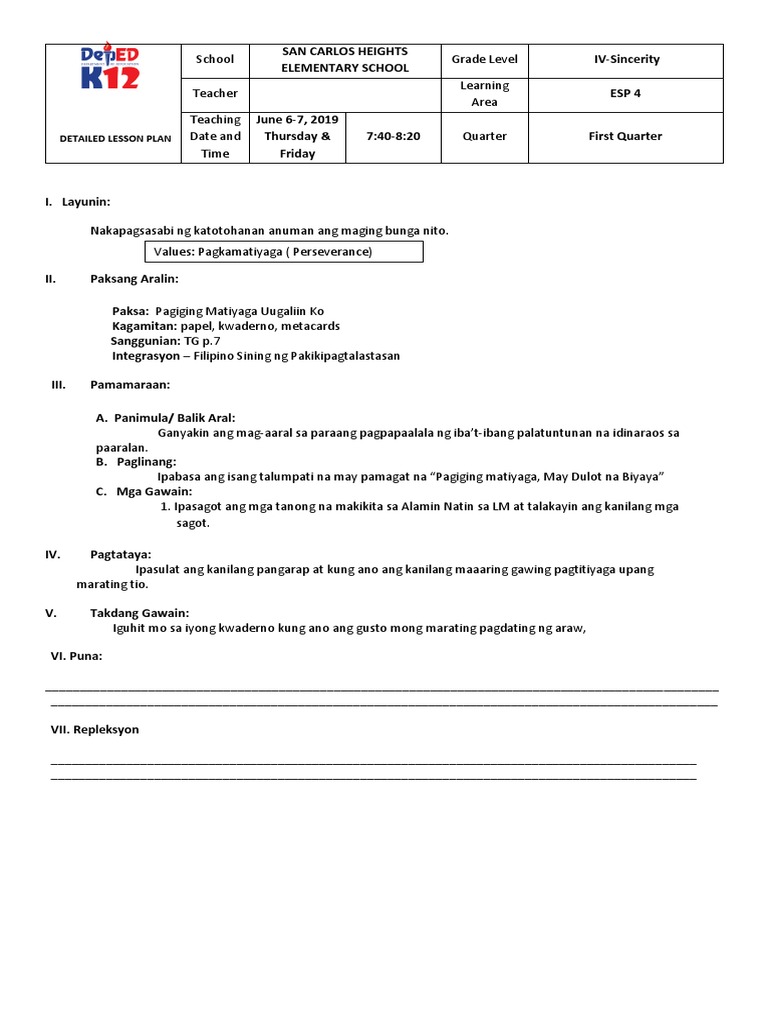 June 19,2017 ESP LESSON PLAN | PDF