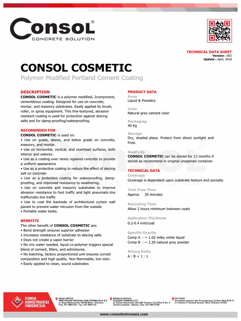 Consol Cosmetic: Polymer Modified Portland Cement Coating | Download ...