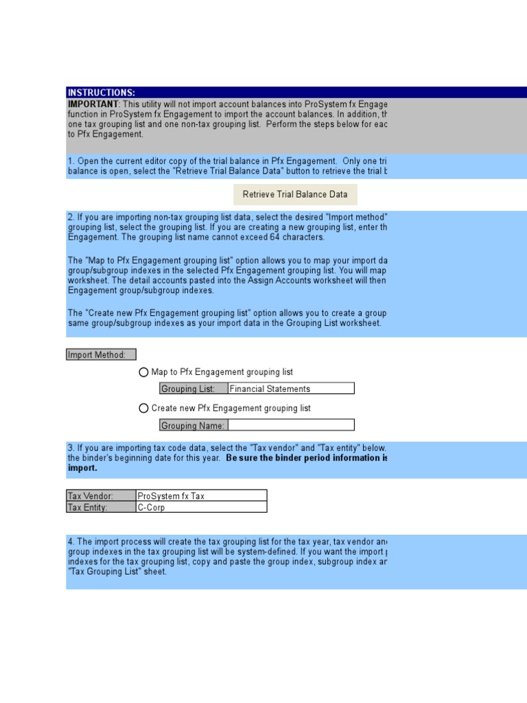 Important: This Utility Will Not Import Account Balances Into Prosystem ...