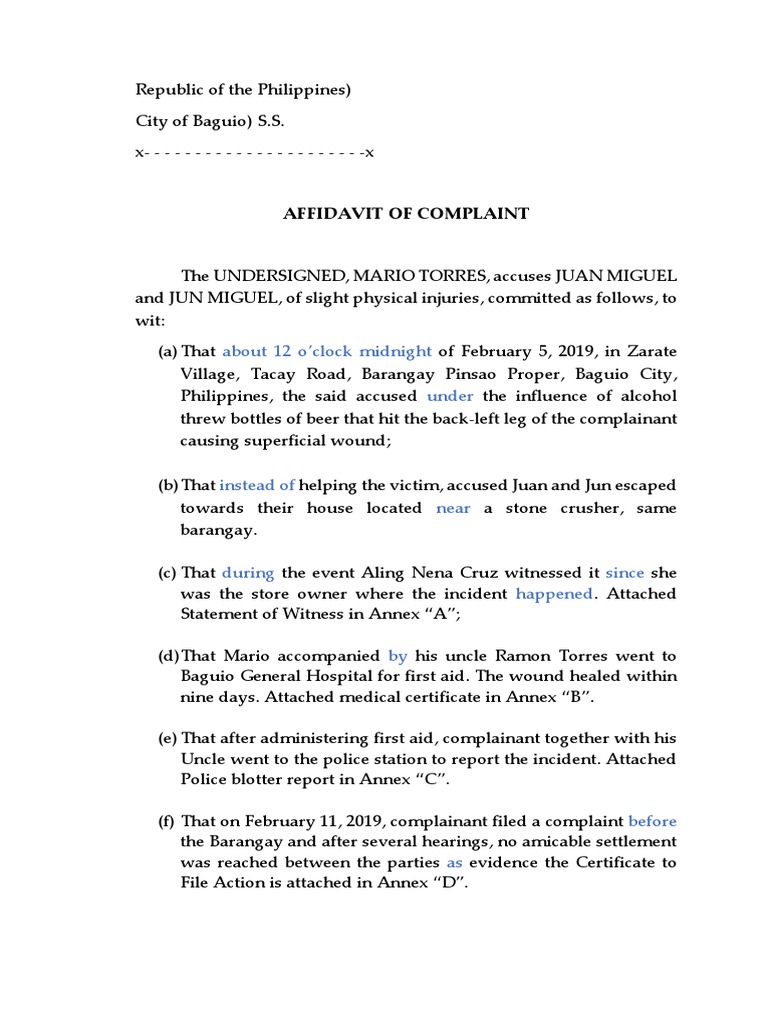 Affidavit of Complaint | PDF | Affidavit | Social Institutions