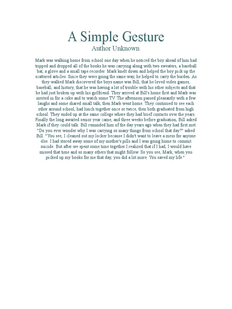 A Simple Gesture | PDF
