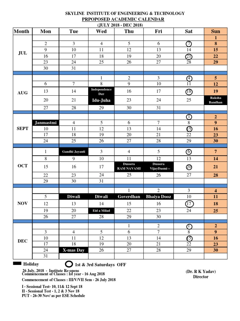 2018 Academic Calendar & Holidays | PDF